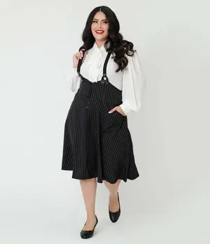 Unique Vintage 1950s Suspenders Swing Skirt