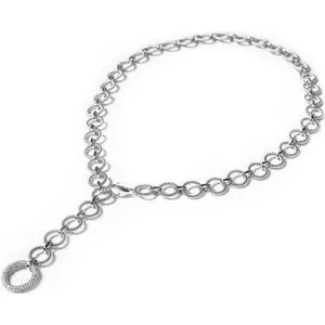 ZARUX Circle Link Necklace With Moissanite Stone - White Gold