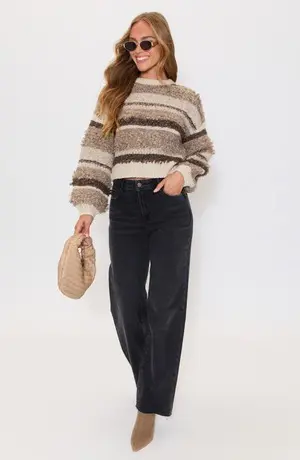 VICI Striped Bouclé Knit Sweater