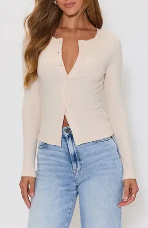 VICI Rib Knit Button-up Top