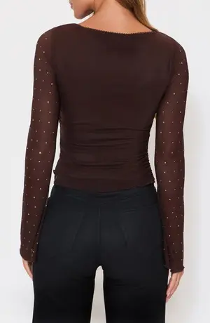 VICI Embellished Mesh Top