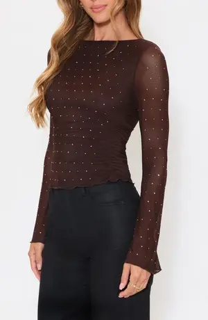 VICI Embellished Mesh Top
