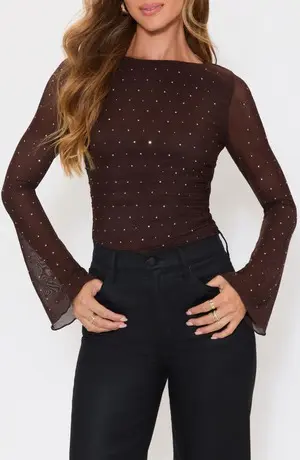 VICI Embellished Mesh Top