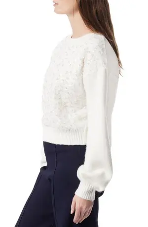DO BY DEE OCLEPPO Sequin Embellished Crewneck Sweater - Gardenia