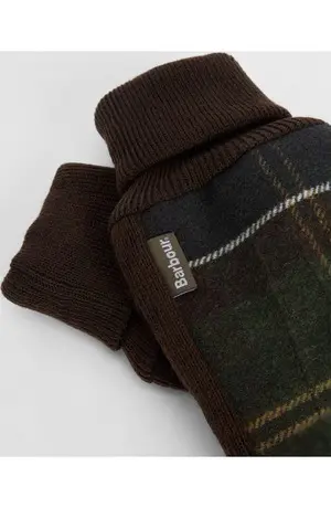 Barbour Hackney Tartan Mixed Media Touchscreen Gloves - Classic Tartan