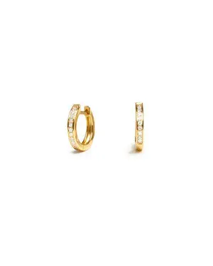 ZARUX Diamond Huggie Earrings - Yellow Gold