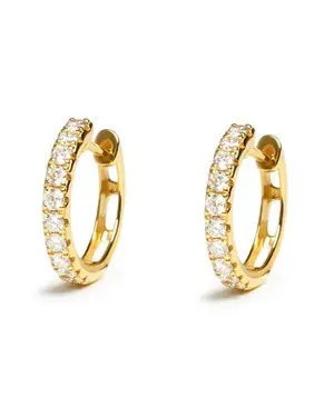 ZARUX Diamond Huggie Earrings - Yellow Gold