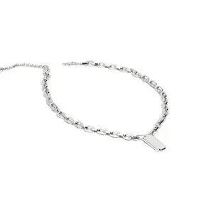 ZARUX 925 Sterling Silver Chain Necklace - White Gold