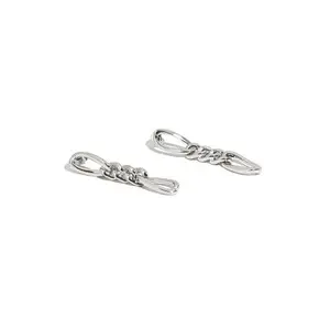 ZARUX Figaro Chain Earrings - White Gold