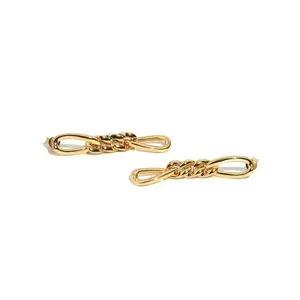 ZARUX Figaro Chain Earrings Yellow Gold