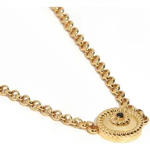 ZARUX Evil Eye Pendant Necklace - Yellow Gold
