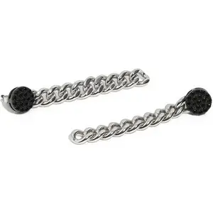 ZARUX Cuban Drop Earrings - White Gold