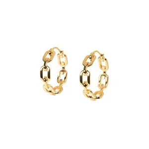 ZARUX Modern Day Hoop Earrings - Yellow Gold