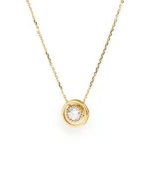 ZARUX Eternal Halo Diamond Pendant Necklace - Yellow Gold