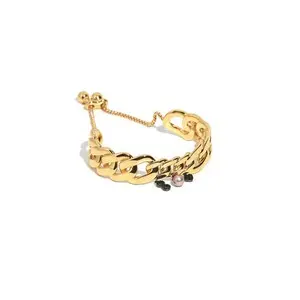 ZARUX Three Charms Cuff - Yellow Gold