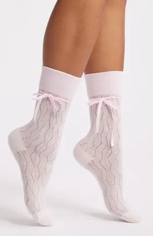 HIGH HEEL JUNGLE Bellabow Ribbon Crew Socks - Pink