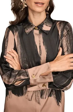 Donna Karan New York Printed Satin Blouse