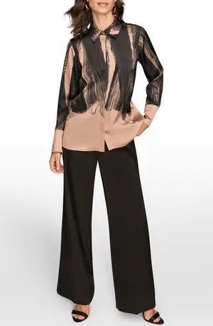 Donna Karan New York Printed Satin Blouse