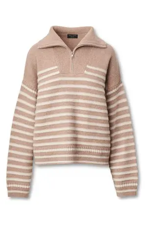 Rag & Bone Stripe Wool & Cashmere Quarter Zip Sweater
