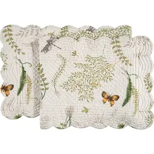 C&F HOME Althea Cotton Quilted Reversible Spring Table Runner 14" X 51 - Green