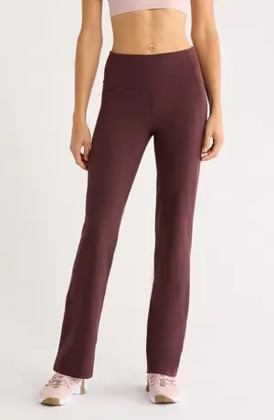 Women's High-Waisted Straight Leg Fleece Pants