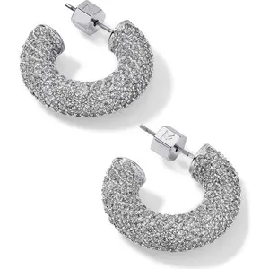 MIRANDA FRYE Dolly Pavè Hoop Earrings Silver