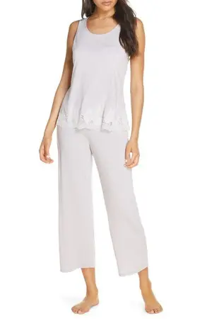 Natori Luxe Shangri-la Tank Pajamas - Heather Silver Pearl