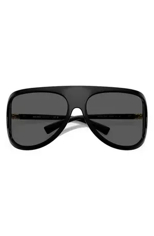 Miu Miu 75mm Oversize Shield Sunglasses - Dark Grey