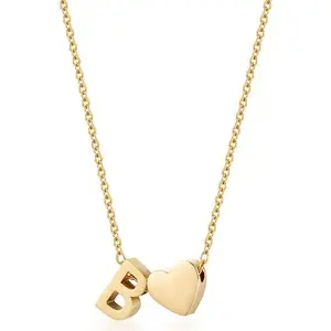 JANE BASCH DESIGNS Initial Heart Pendant Necklace Yellow-b