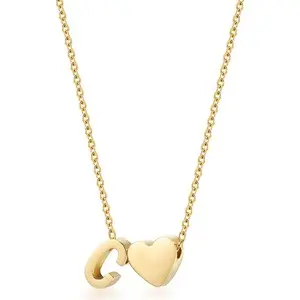JANE BASCH DESIGNS Initial Heart Pendant Necklace Yellow-c