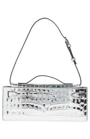Veronica Beard Croc Embossed Dash Clutch - Silver