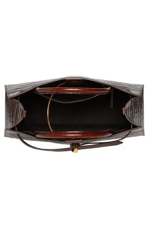 Veronica Beard Large Croc Embossed Leather Tote