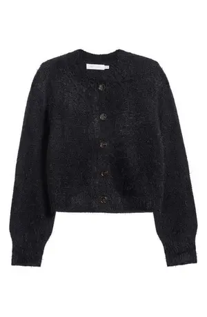 ALL IN FAVOR Fuzzy Knit Cardigan - Black