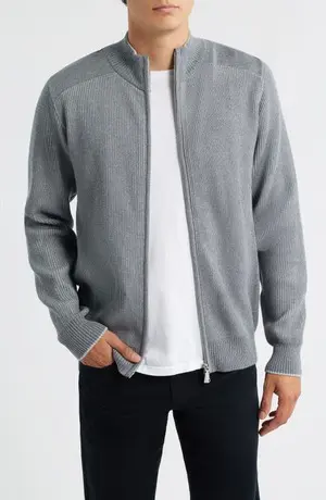EMANUEL BERG Merino Wool Zip Cardigan