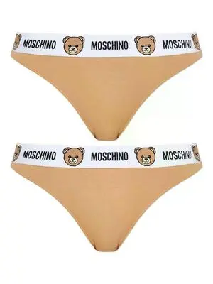 Moschino Logo-waistband Briefs - Neutrals