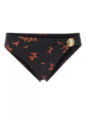 Fendi Coral-print Bikini Bottom - Black