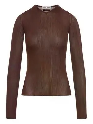 Miu Miu Ribbed Long-sleeve T-shirt