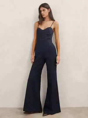 Women's Wide Leg Denim Jumpsuits