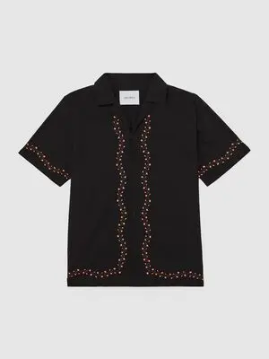 LES DEUX Floral-embroidered Shirt