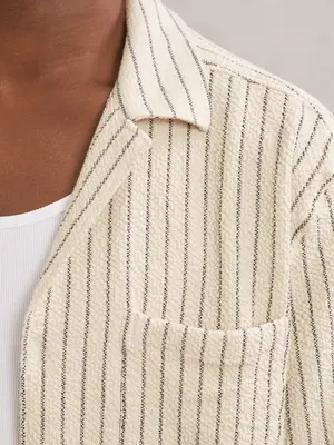 LES DEUX Textured Stripe Overshirt