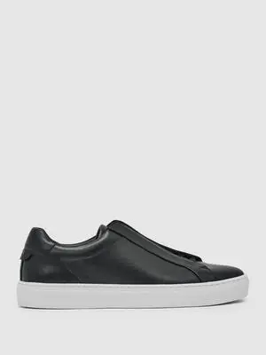 REISS Jenson Bonded-leather Trainers - Black