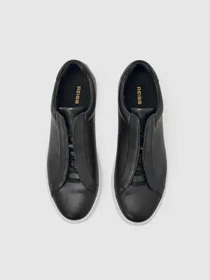 REISS Jenson Bonded-leather Trainers - Black