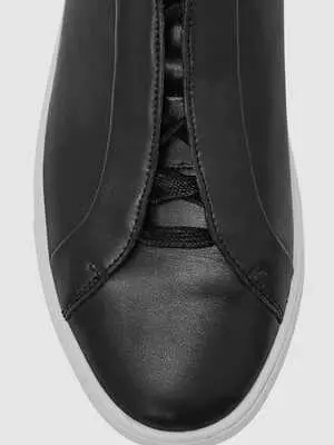 REISS Jenson Bonded-leather Trainers - Black