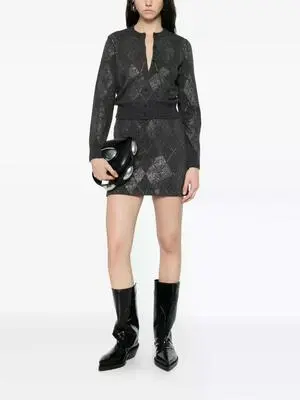 Alexander Wang Crystal-embellished Argyle Cardigan