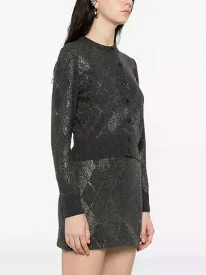 Alexander Wang Crystal-embellished Argyle Cardigan