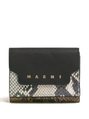 Marni Leather Python-print Wallet - Brown