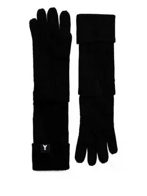 Patrizia Pepe Ribbed Knit Gloves With Logo