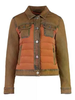 MOORER Padded-panel Denim Jacket - Orange