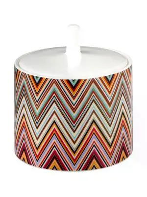 Missoni Zigzag-pattern Sugar Pot - White