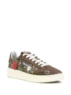 AUTRY Floral-appliqué Sneakers - Brown